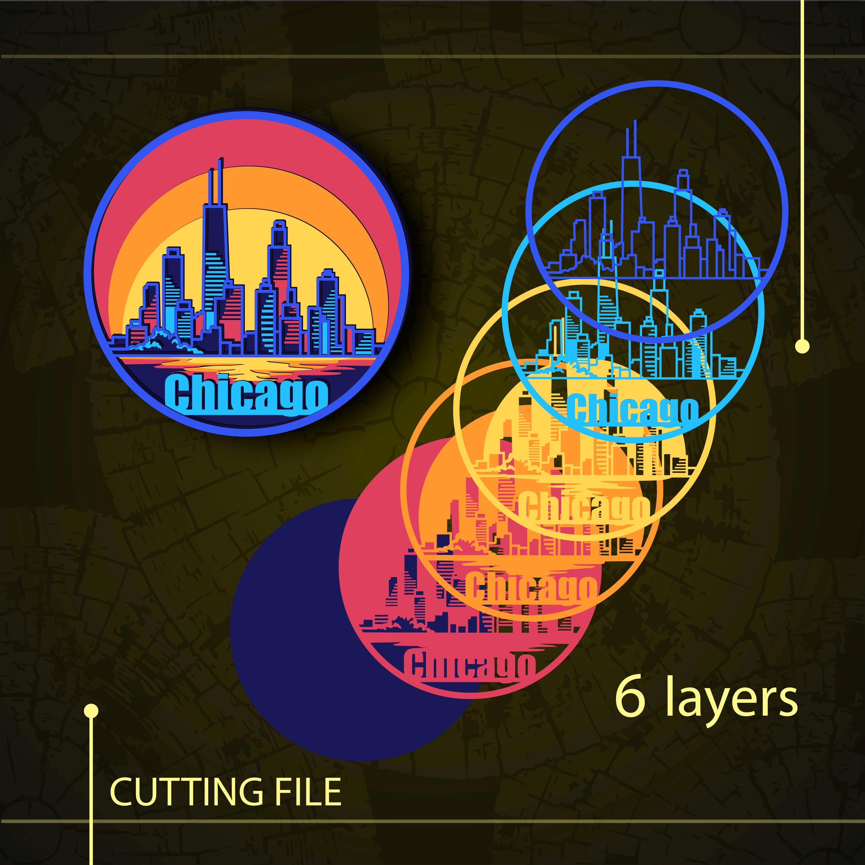 Chicago City Multilayer SVG. CNC. Cricut. Paper Cutting. Laser Cut File ...