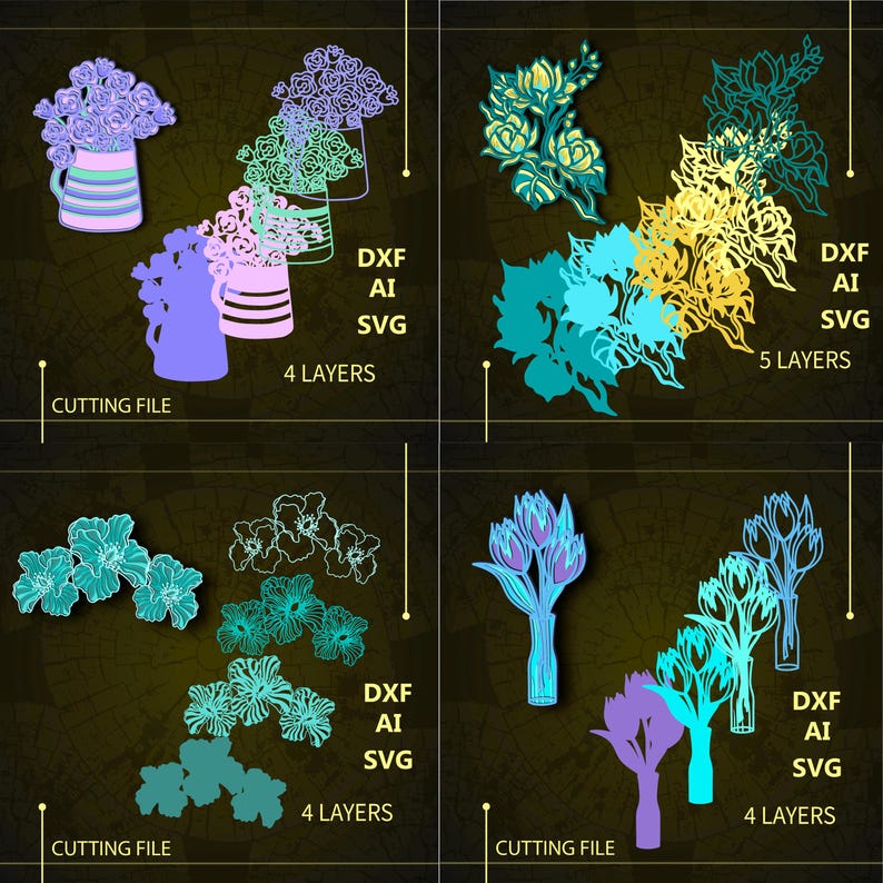 Mega Bundle Flowers Multilayer SVG. CNC. Cricut. Paper Cutting. Laser ...