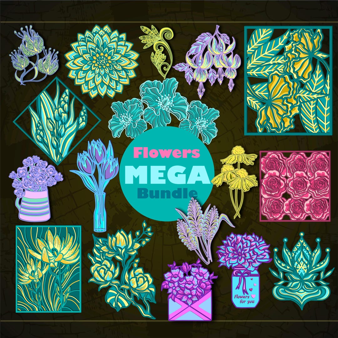 Mega Bundle Flowers Multilayer SVG. CNC. Cricut. Paper Cutting. Laser ...