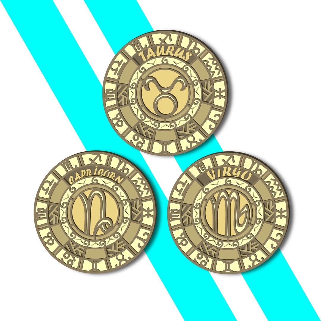 Earth Zodiac Sings Multilayer SVG/ Earth Zodiac Sings CNC/ Multilayer ...