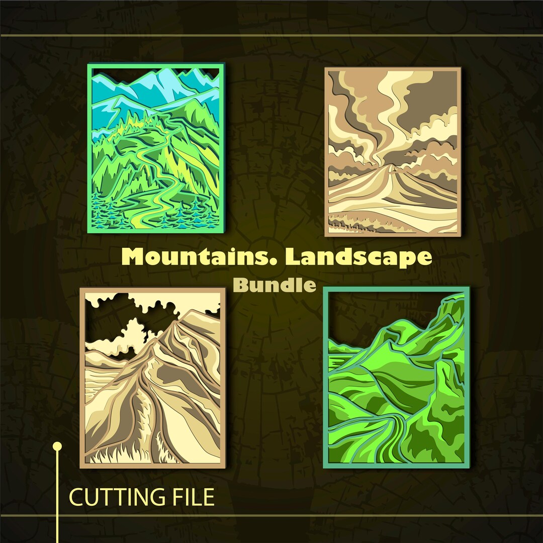Bundle Mountains.landscape Multilayer SVG/ Bundle Mountains.landscape CNC File/ Cutting File Svg ...