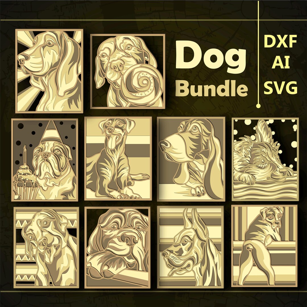 Bundle Dog Multilayer SVG. CNC. Cricut. Paper Cutting. Laser Cut File ...