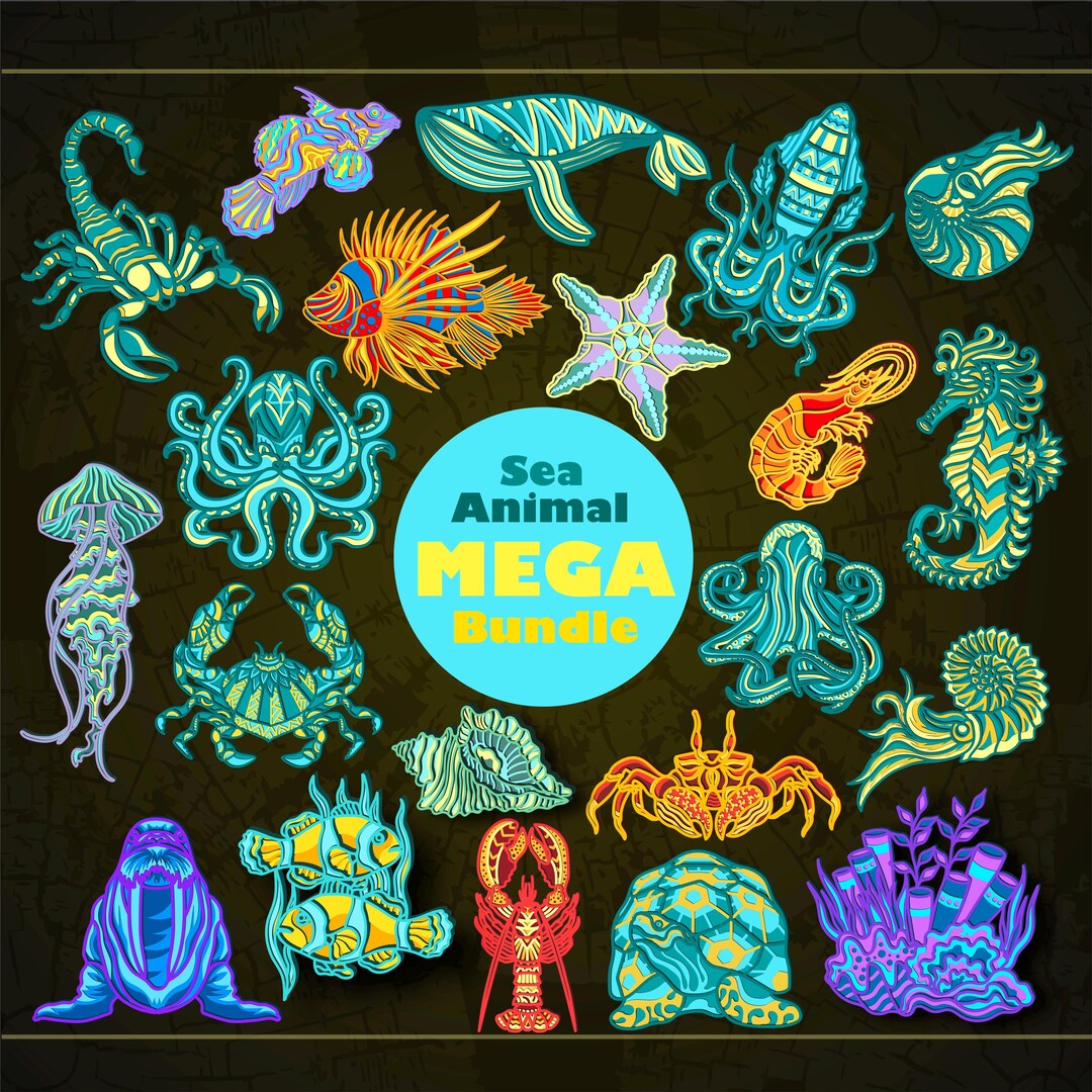 Mega Bundle Sea Animal Multilayer SVG. CNC. Cricut. Paper Cutting ...