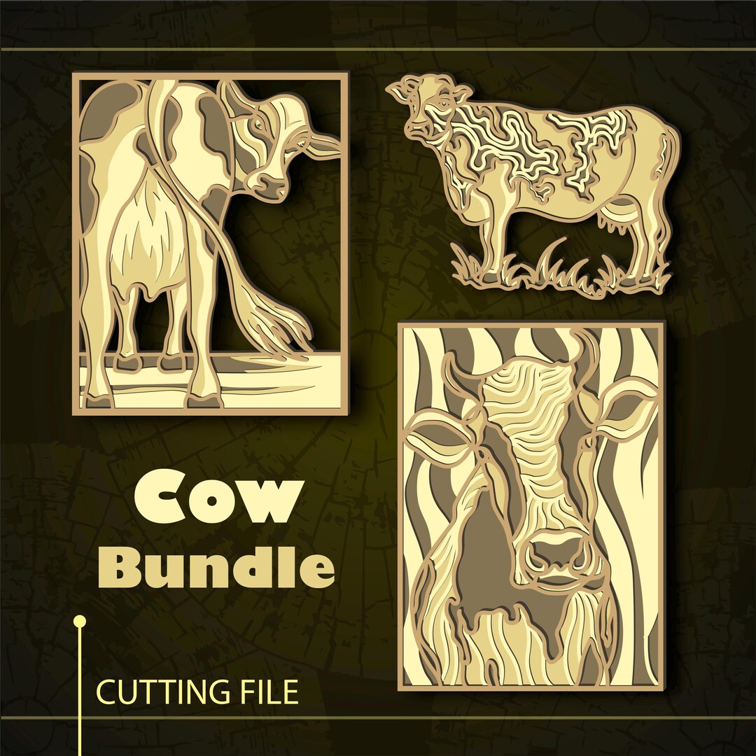 Bundle Cow Multilayer SVG/ Bundle Cow CNC File/ Cutting File Svg/ Paper ...