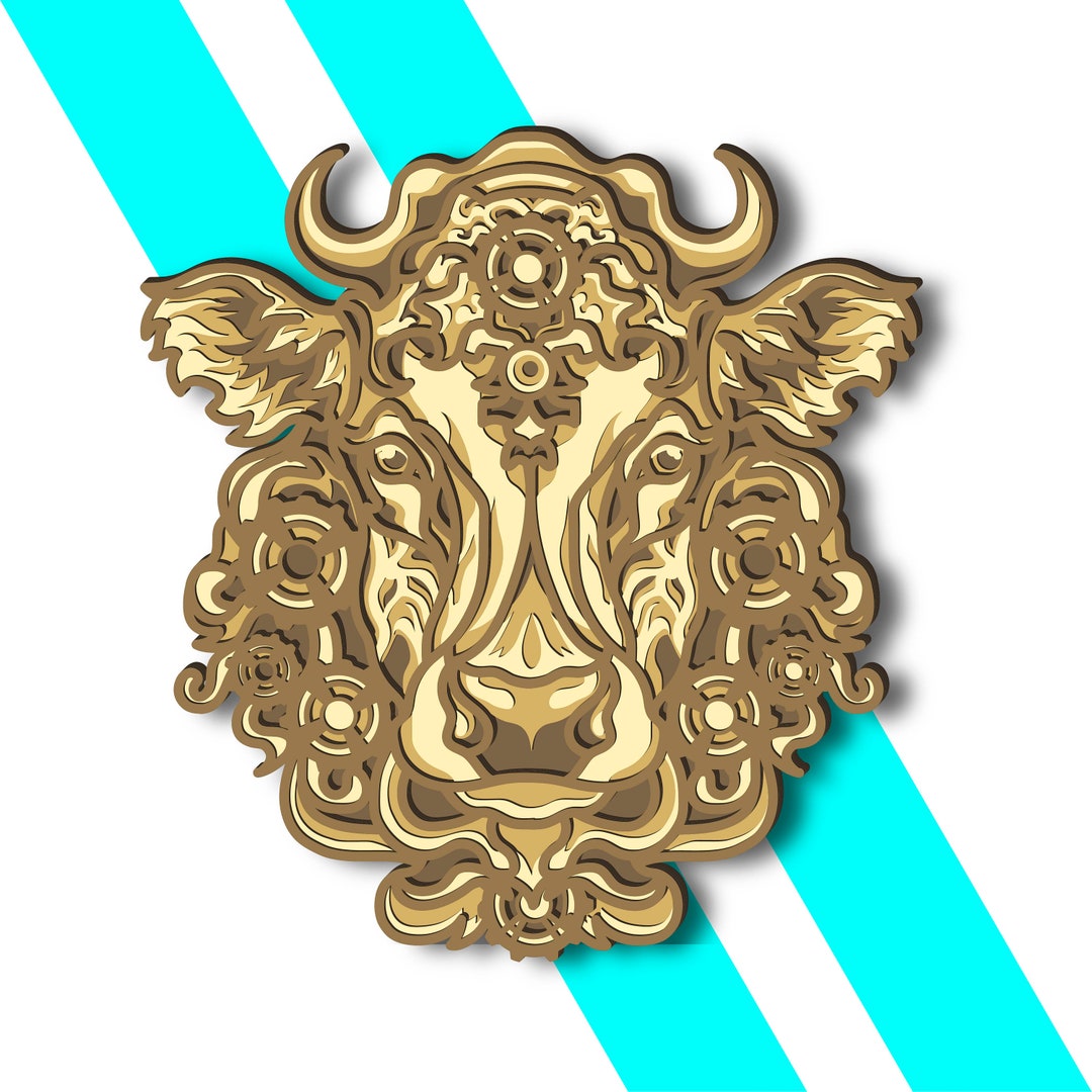 Cow Mandala SVG/ Cow CNC/ Multilayer Svg/ Cutting File Svg/ Paper Cut ...