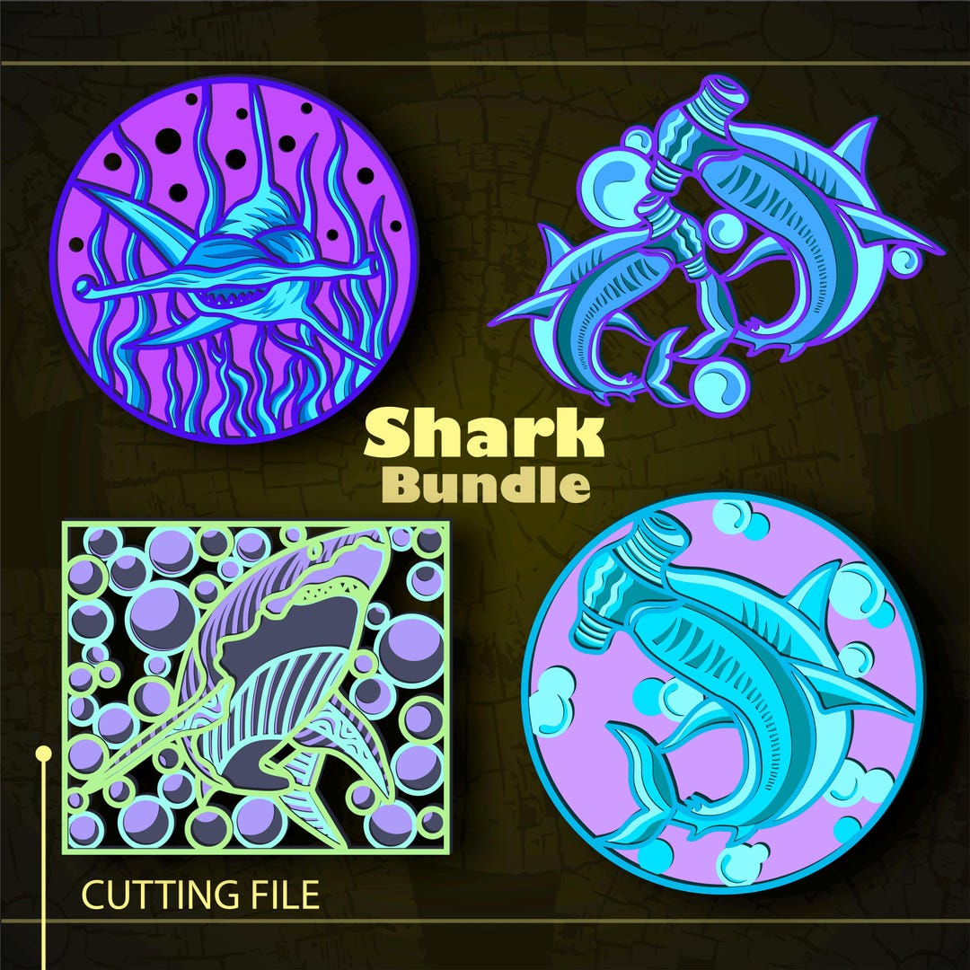 Bundle Shark Multilayer SVG/ Bundle Shark CNC File/ Cutting File Svg ...
