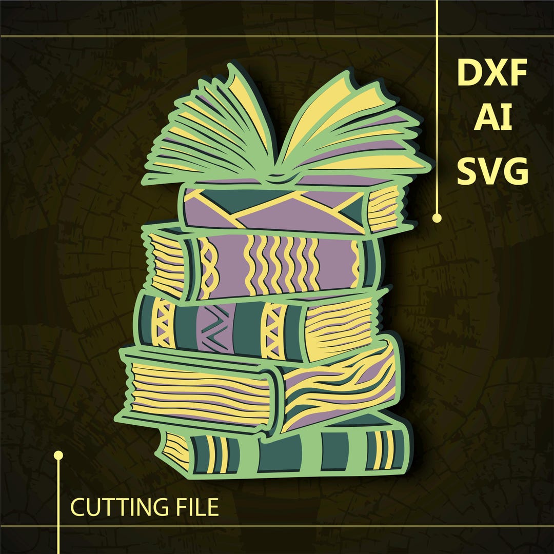 Books Multilayer SVG. CNC. Cricut. Paper Cutting. Laser Cut File. 3D ...