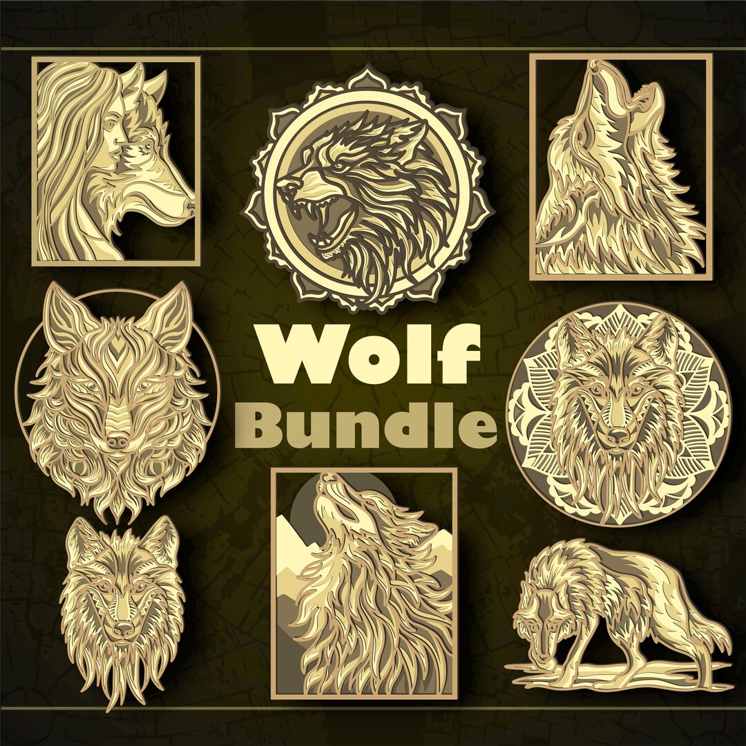 Bundle Wolf Multilayer SVG/ Wolf CNC File/ Cricut File/ Cutting File ...