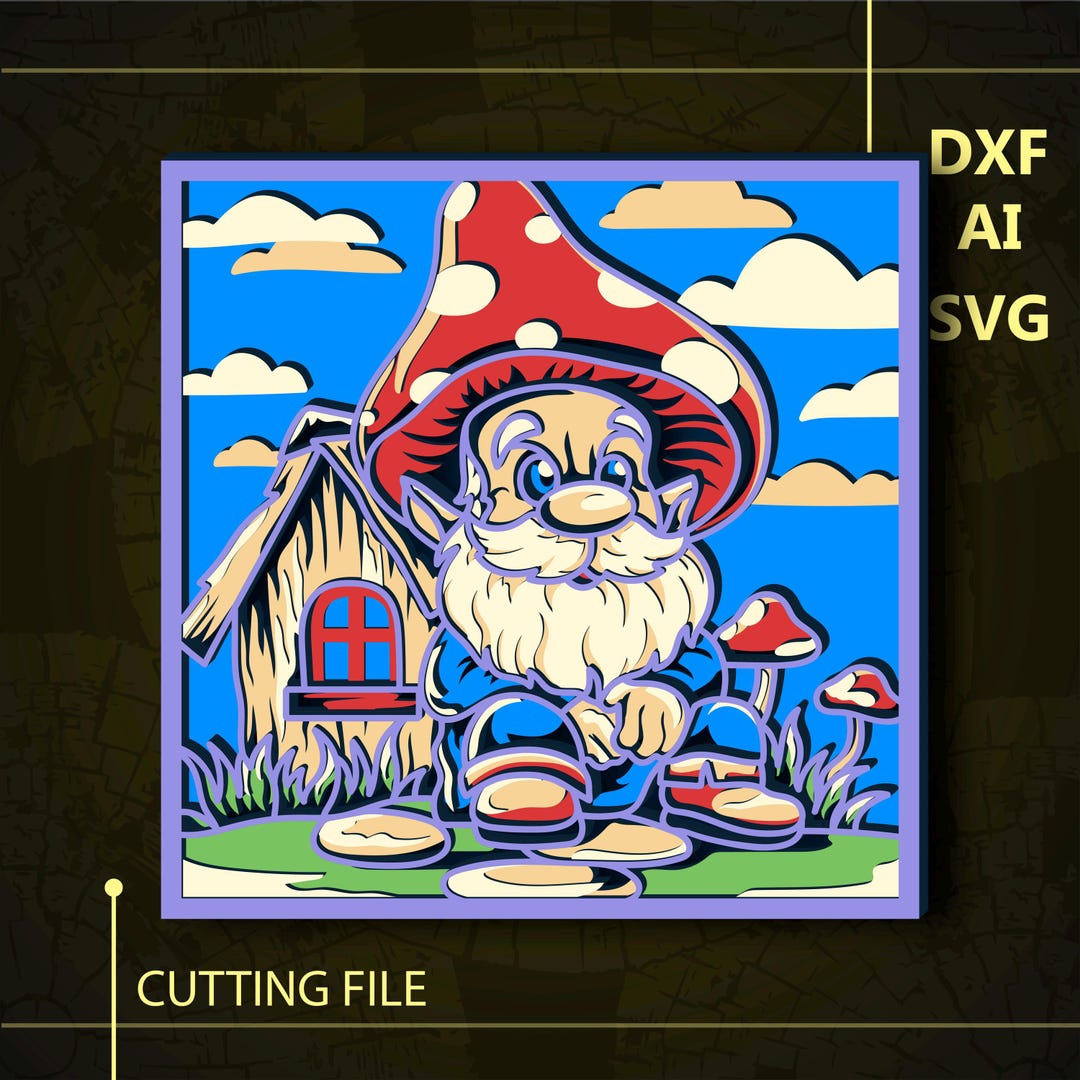 Mushroom Gnome Multilayer SVG. CNC. Cricut. Paper Cutting. Laser Cut ...