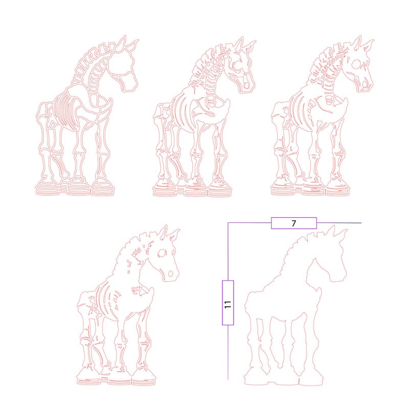 Horse Skeleton Multilayer SVG. CNC. Cricut. Paper Cutting. Laser Cut ...