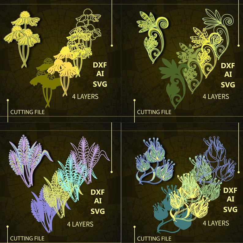 Mega Bundle Flowers Multilayer SVG. CNC. Cricut. Paper Cutting. Laser ...