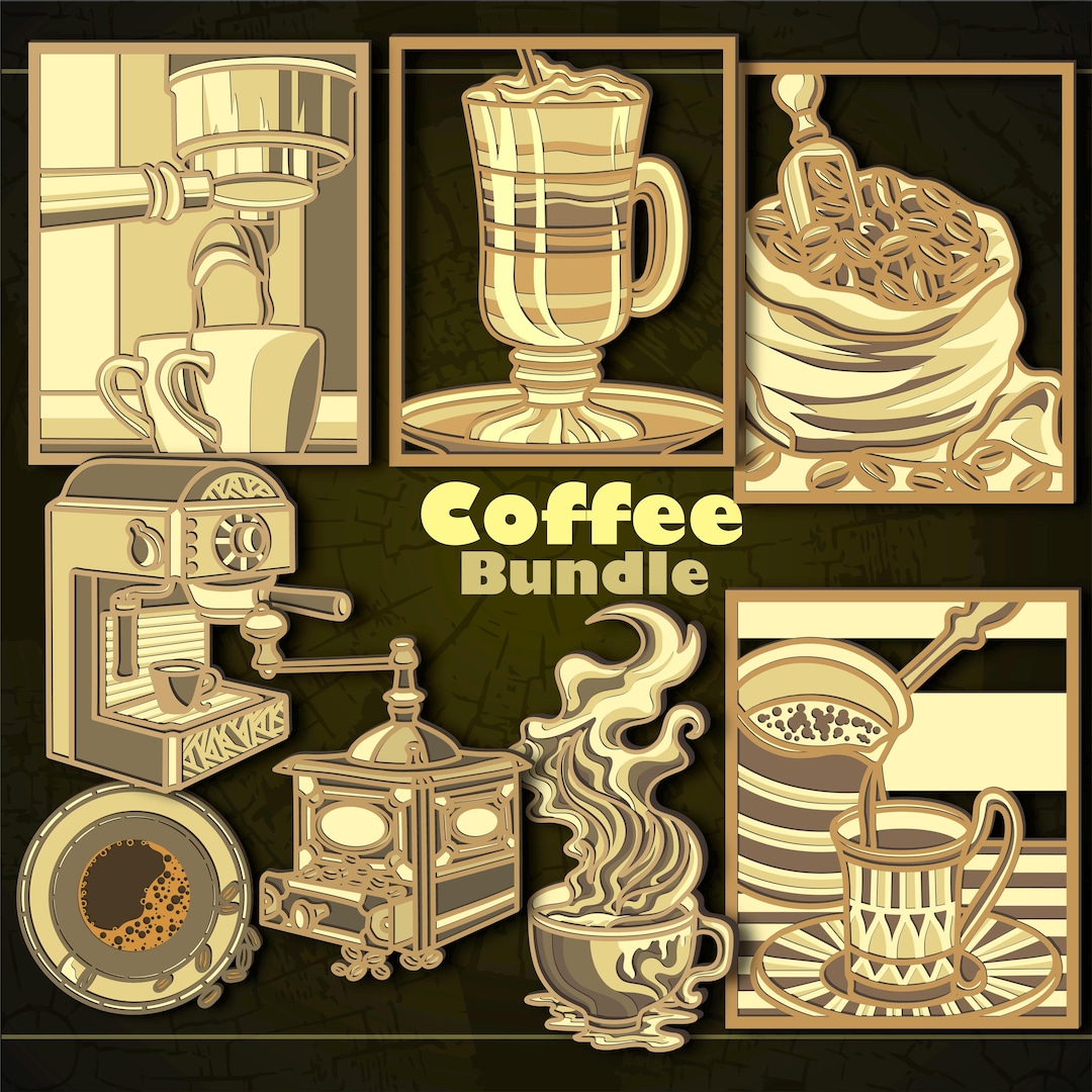 Bundle Coffee Multilayer SVG. CNC. Cricut. Paper Cutting. Laser Cut ...