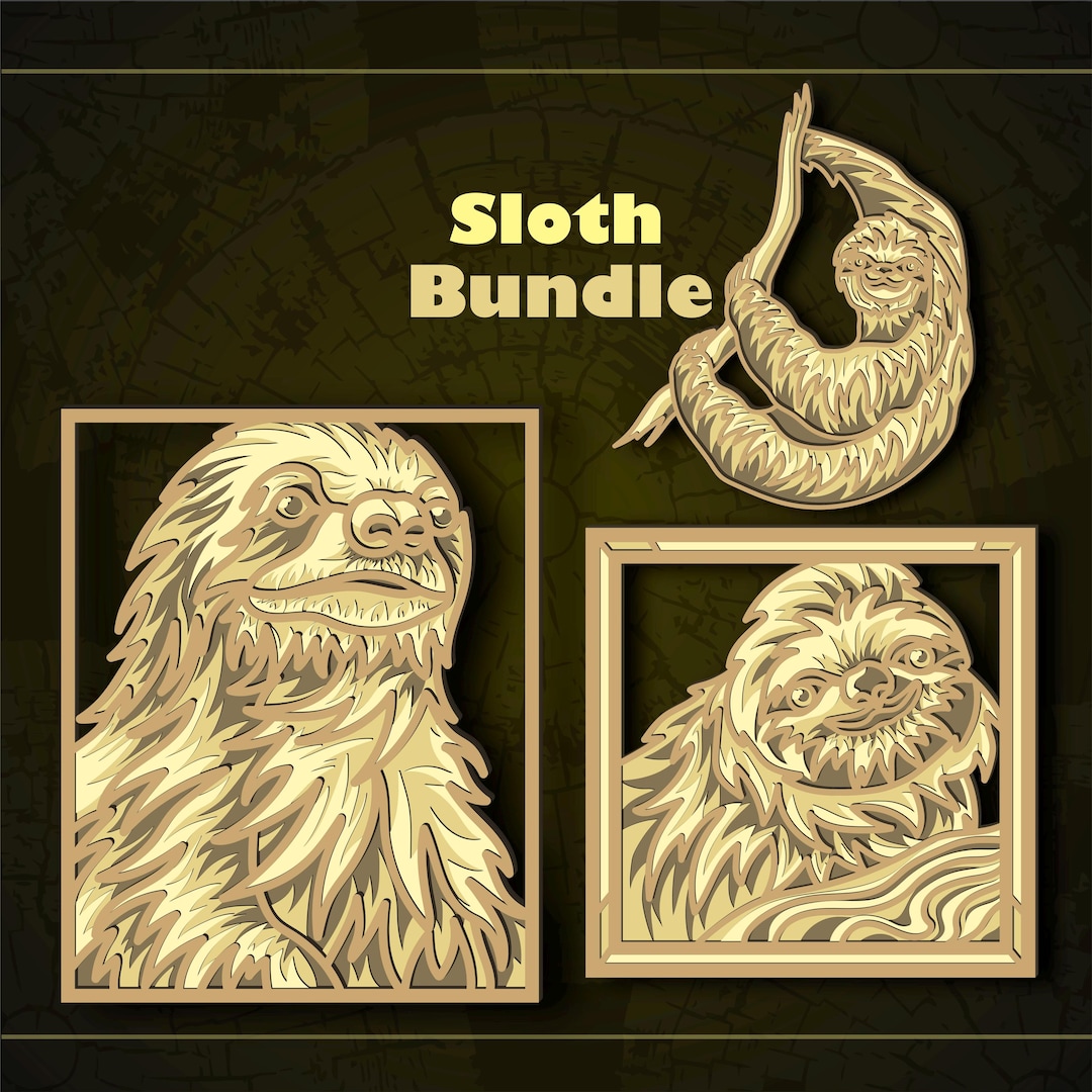 Bundle Sloth Multilayer SVG/ Bundle Sloth CNC File/ Cutting File Svg ...