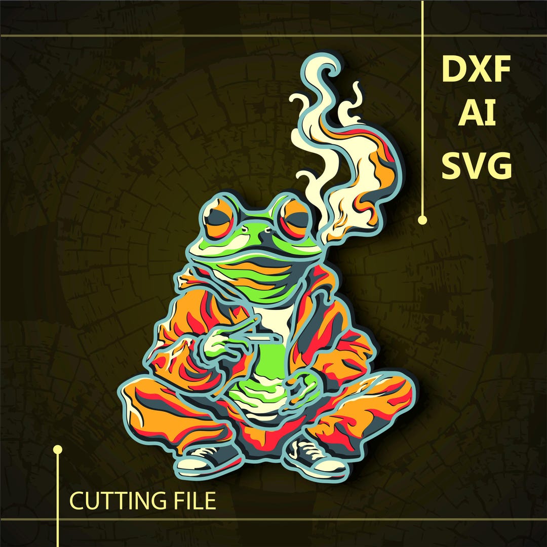 Frog Smoking Multilayer SVG. CNC. Cricut. Paper Cutting. Laser Cut File ...