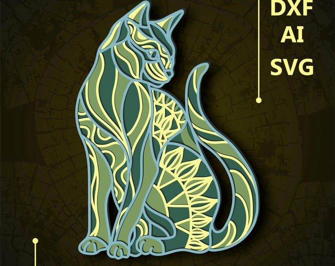 3D Layered Cat SVG: Laser Cut File, 5 Layer Art (digital Download ...