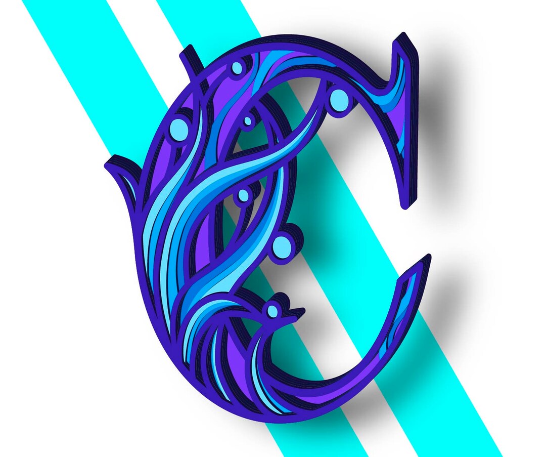 Split Letter C. Alphabet Multilayer SVG/ Split Letter C. Alphabet CNC ...