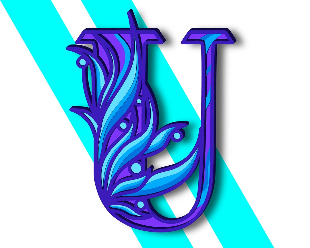 Split Letter U. Alphabet Multilayer SVG/ Split Letter U. Alphabet CNC ...