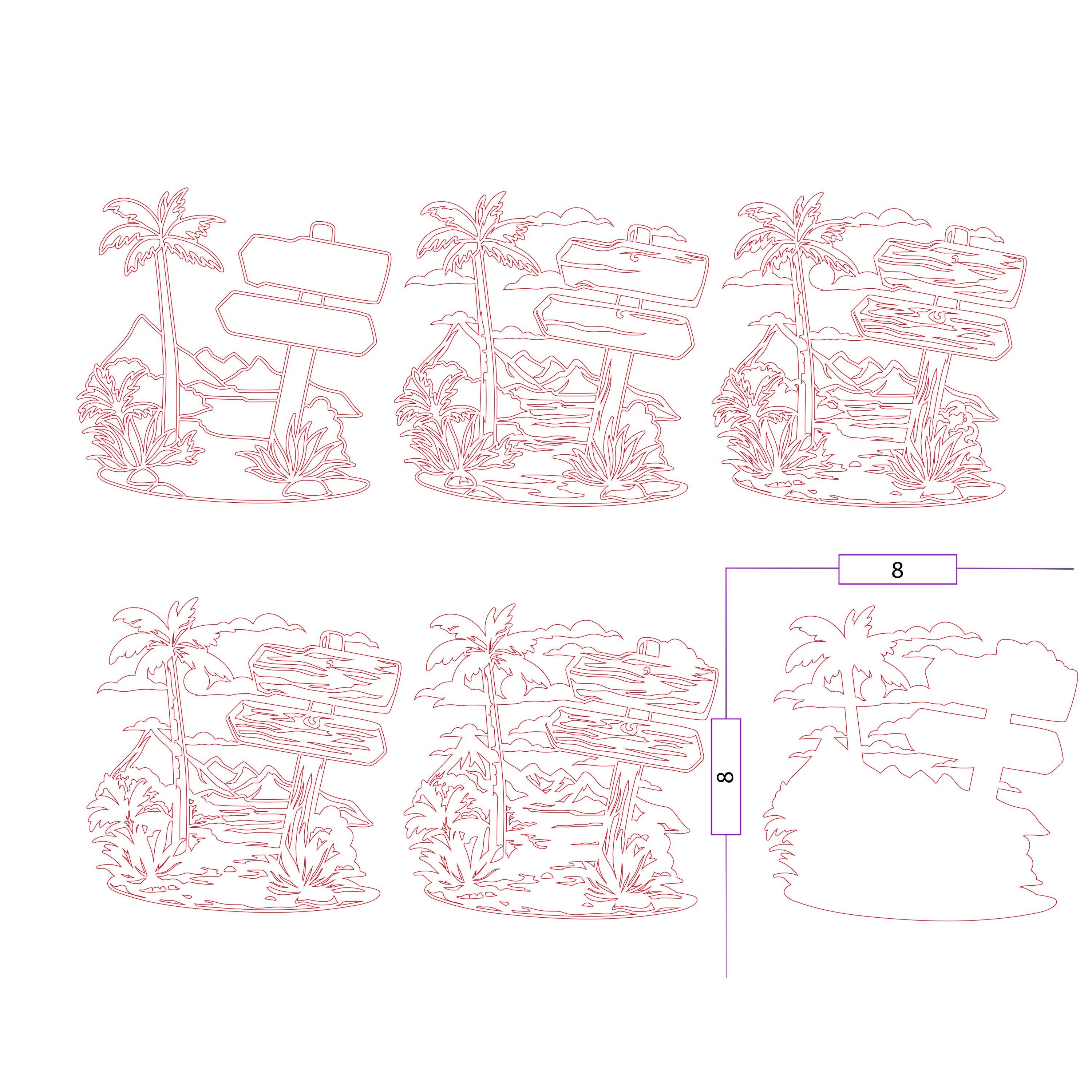 Beach Summer Multilayer SVG. CNC. Cricut. Paper Cutting. Laser Cut File ...