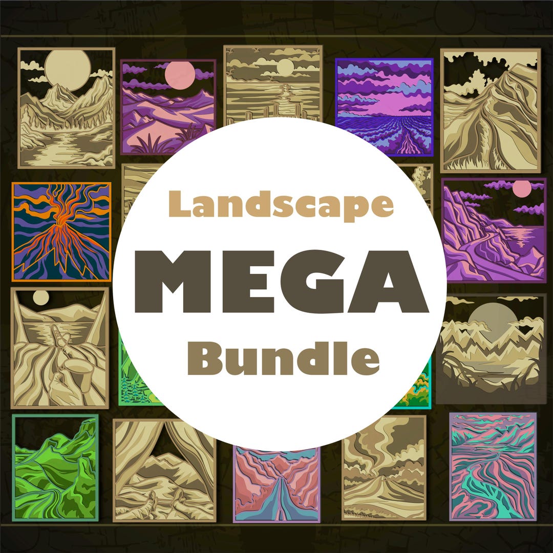 Mega Bundle Landscape Multilayer SVG. CNC. Cricut. Paper Cutting. Laser ...