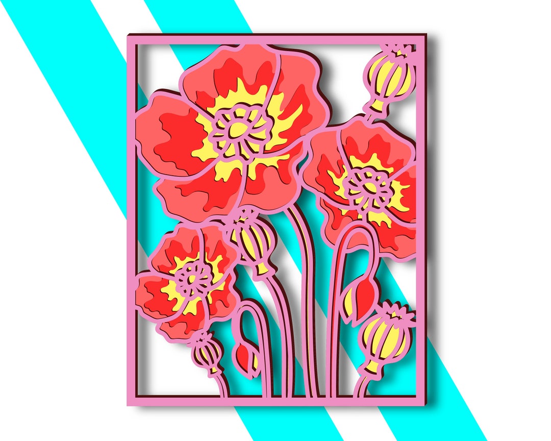 Poppy Mandala SVG/ Poppy CNC/ Multilayer Svg/ Cutting File Svg/ Paper ...