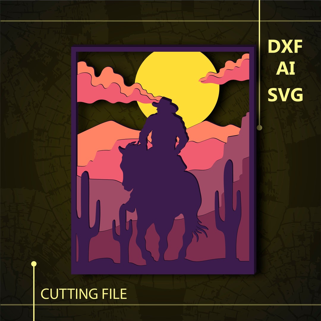 Western Cowboy Multilayer SVG. CNC. Cricut. Paper Cutting. Laser Cut ...