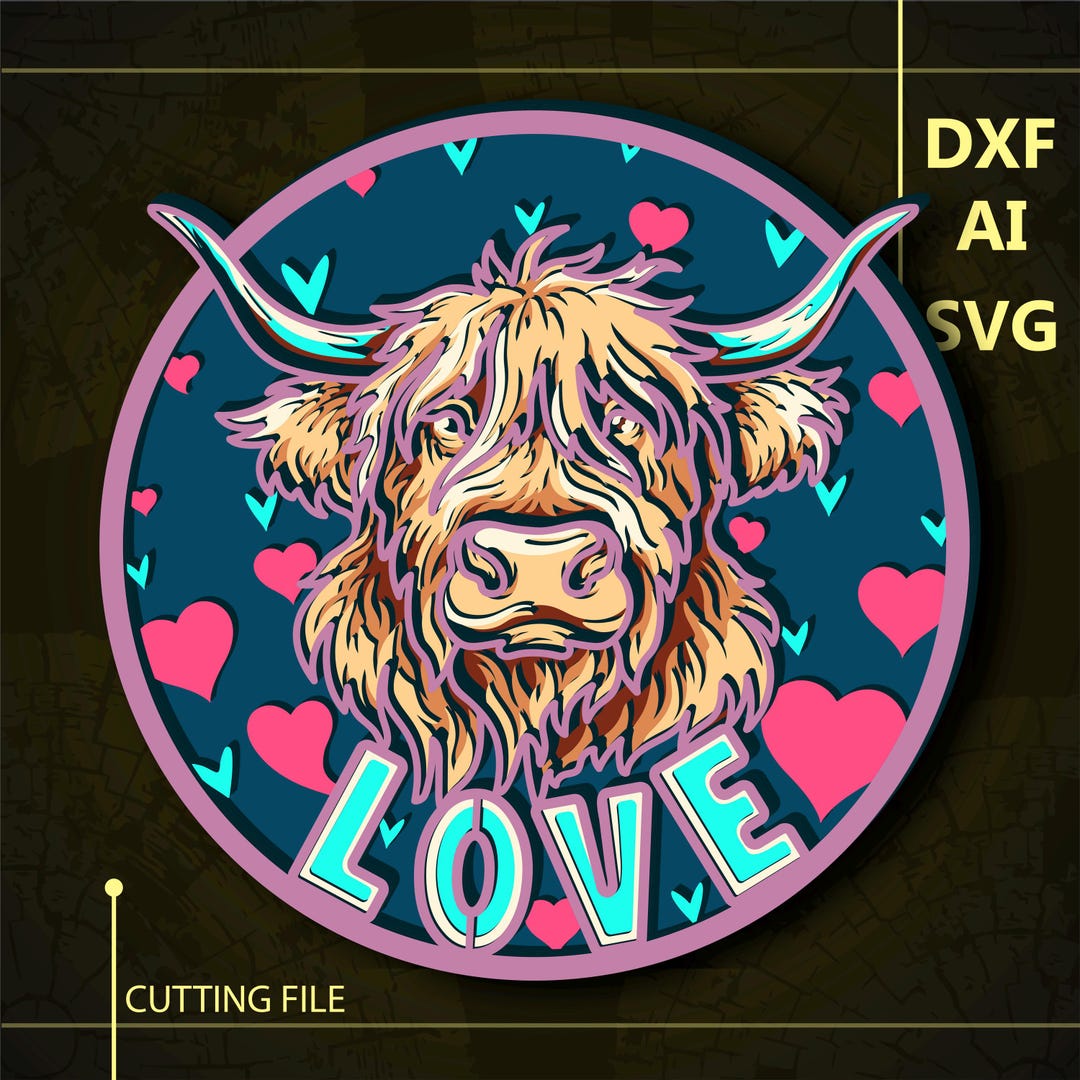 Highland Cow Multilayer SVG. CNC. Cricut. Paper Cutting. Laser Cut File ...