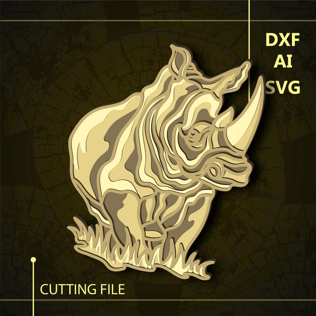 Rhinoceros Multilayer SVG/ Rhinoceros CNC File/ Cricut File / Cutting ...