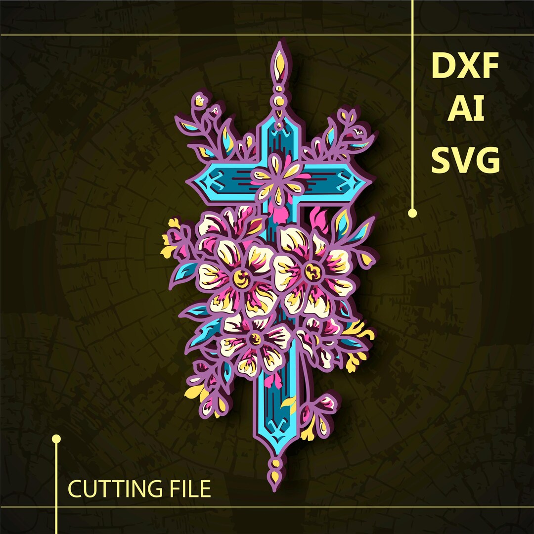 Floral Cross Multilayer SVG/ Floral Cross CNC File/ Multilayer Svg ...