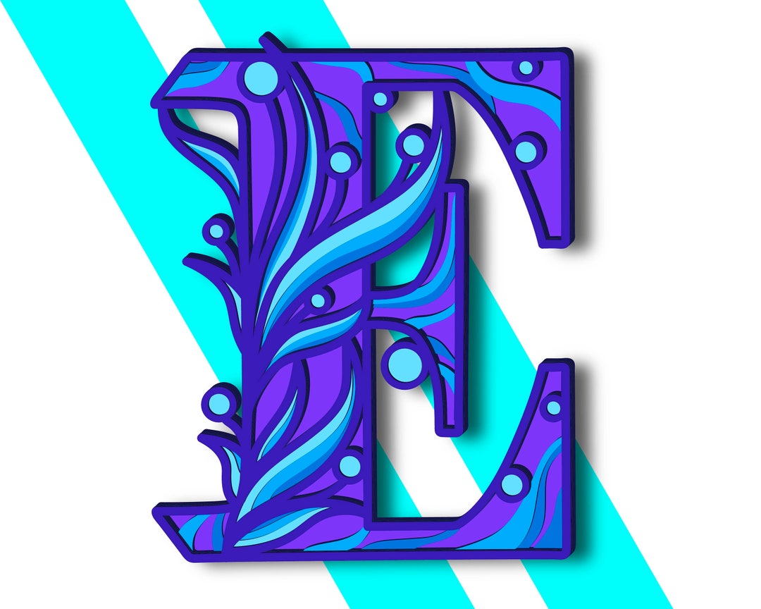 Split Letter E. Alphabet Multilayer SVG/ Split Letter E. Alphabet CNC ...