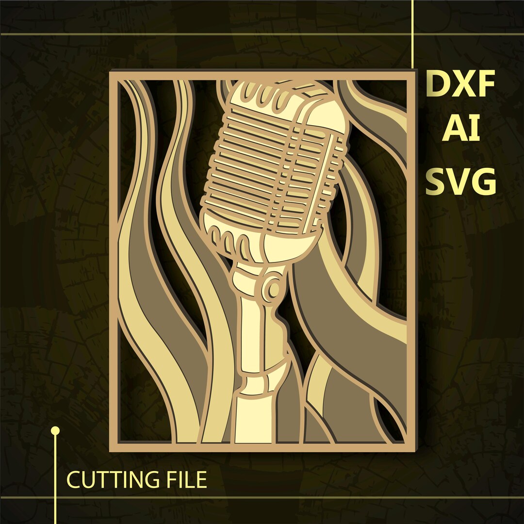 Microphone Multilayer SVG. CNC. Cricut. Paper Cutting. Laser Cut File ...