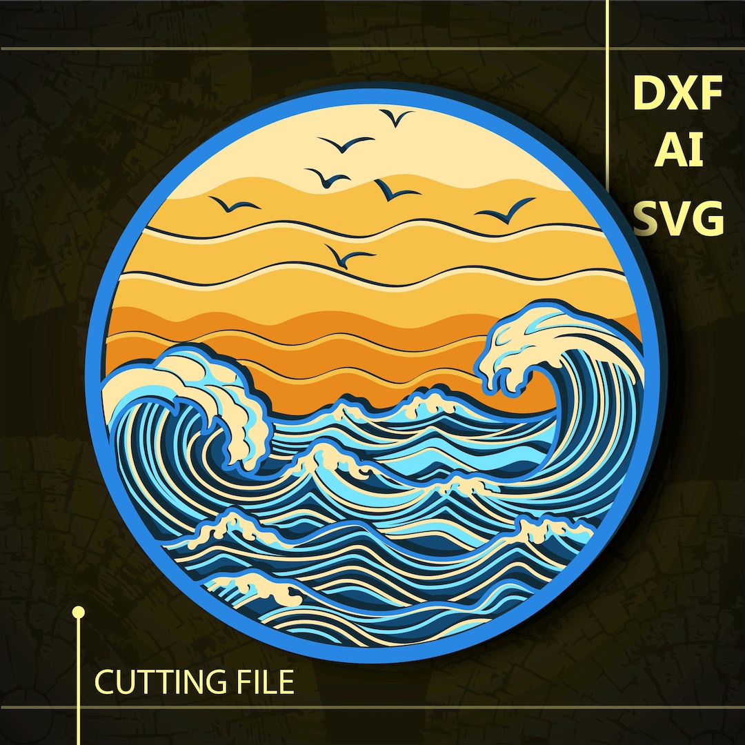 Waves. Landscape Multilayer SVG. CNC. Cricut. Paper Cutting. Laser Cut ...
