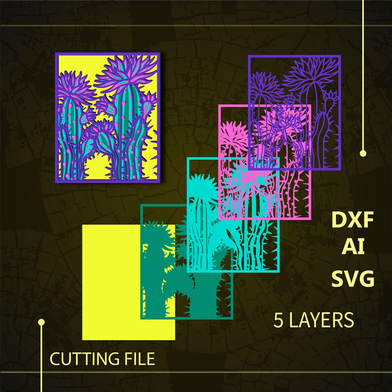 Cactus Multilayer SVG. CNC. Cricut. Paper Cutting. Laser Cut File. 3D ...