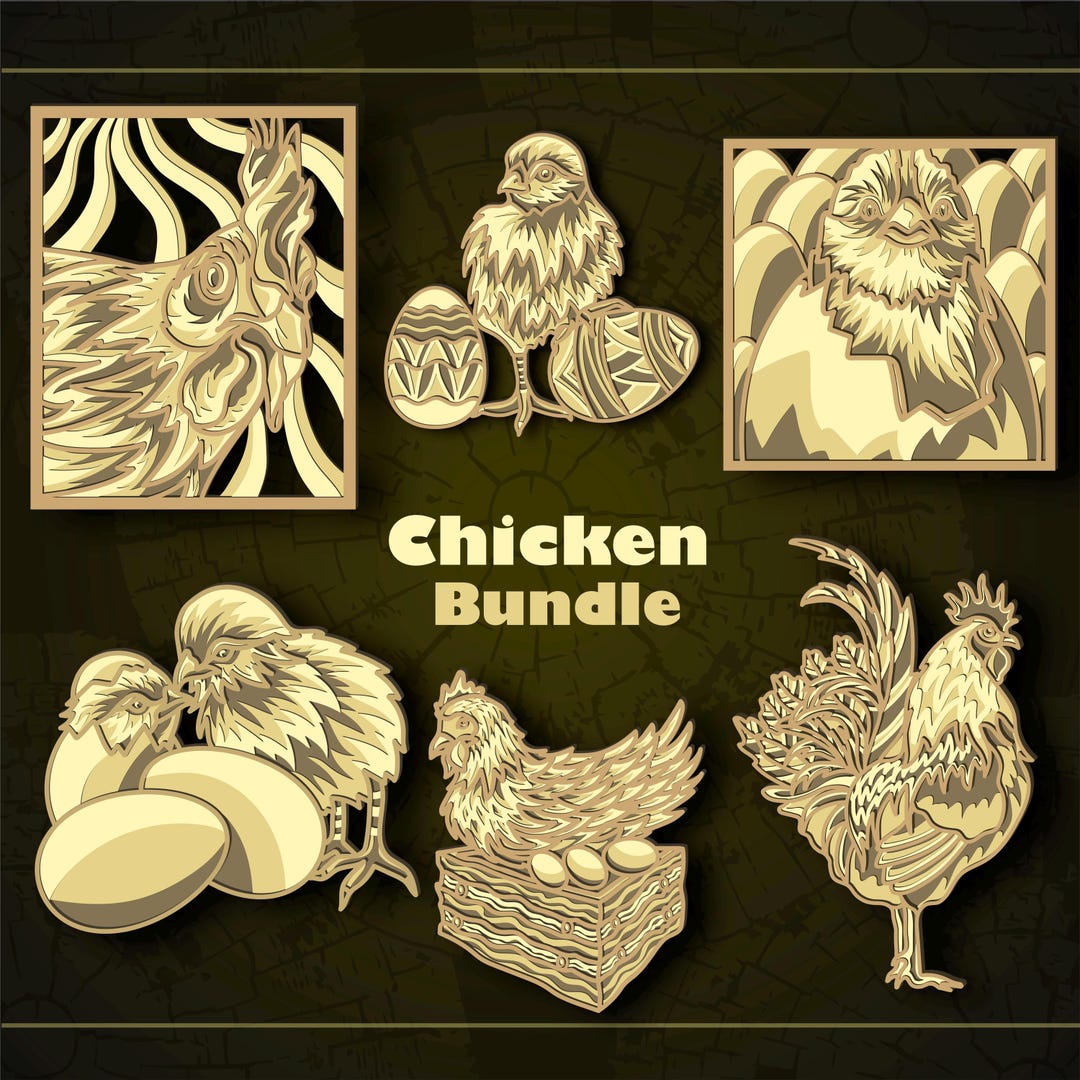 Bundle Chicken Multilayer SVG. CNC. Cricut. Paper Cutting. Laser Cut ...