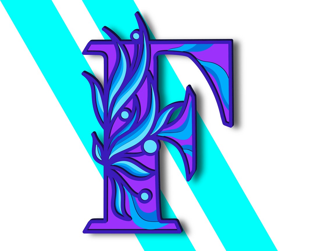 Split Letter F. Alphabet Multilayer SVG/ Split Letter F. Alphabet CNC ...