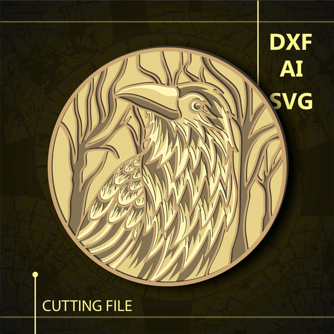 Raven Multilayer SVG. CNC. Cricut. Paper Cutting. Laser Cut File. 3D ...
