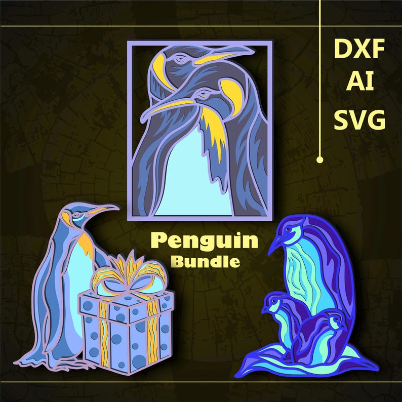 Bundle Penguins Multilayer SVG. CNC. Cricut. Paper Cutting. Laser Cut ...