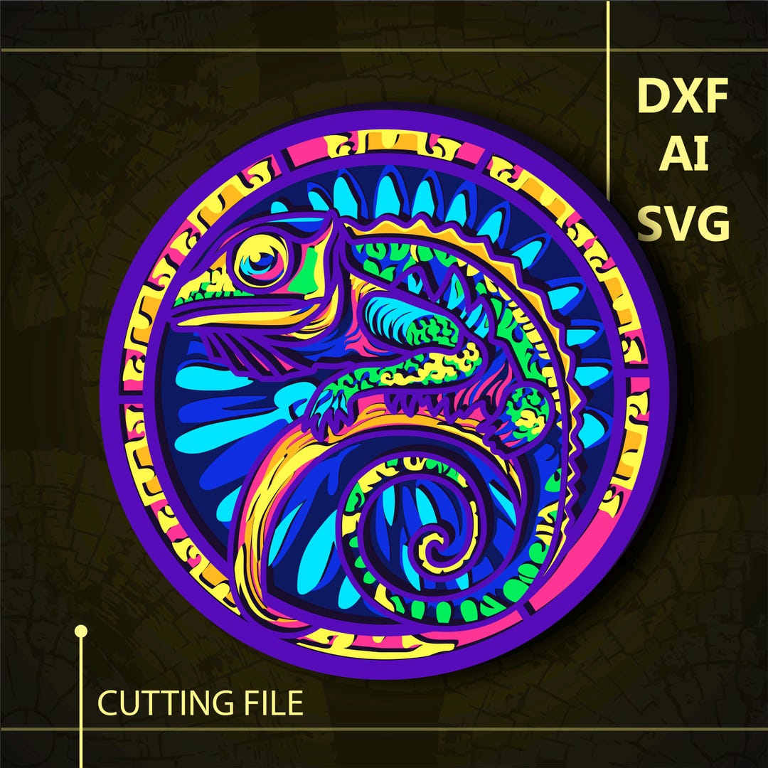 Chameleon Multilayer SVG. CNC. Cricut. Paper Cutting. Laser Cut File ...