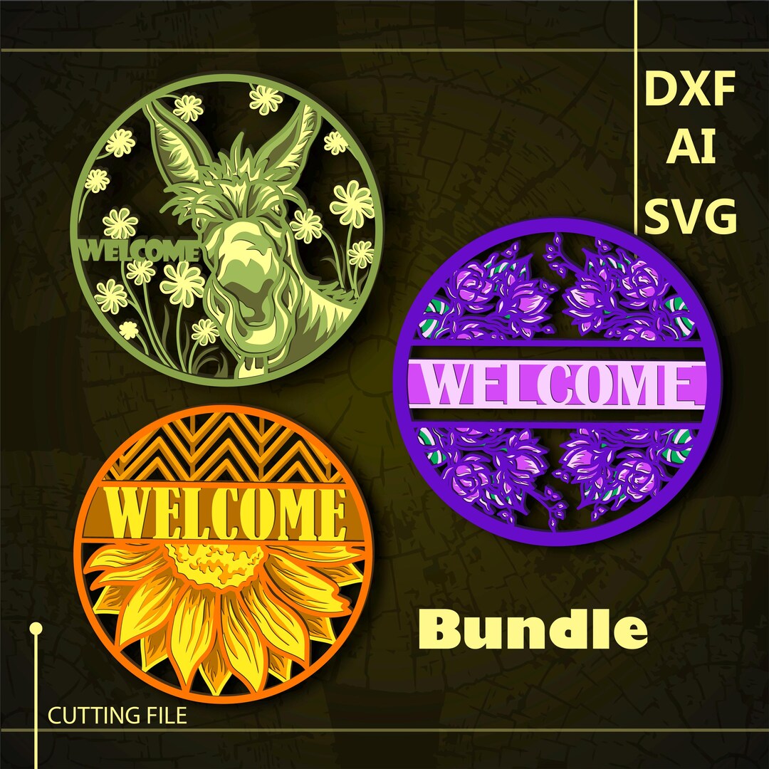 Bundle Welcome Multilayer SVG/ Bundle Welcome CNC File/ Cutting File ...