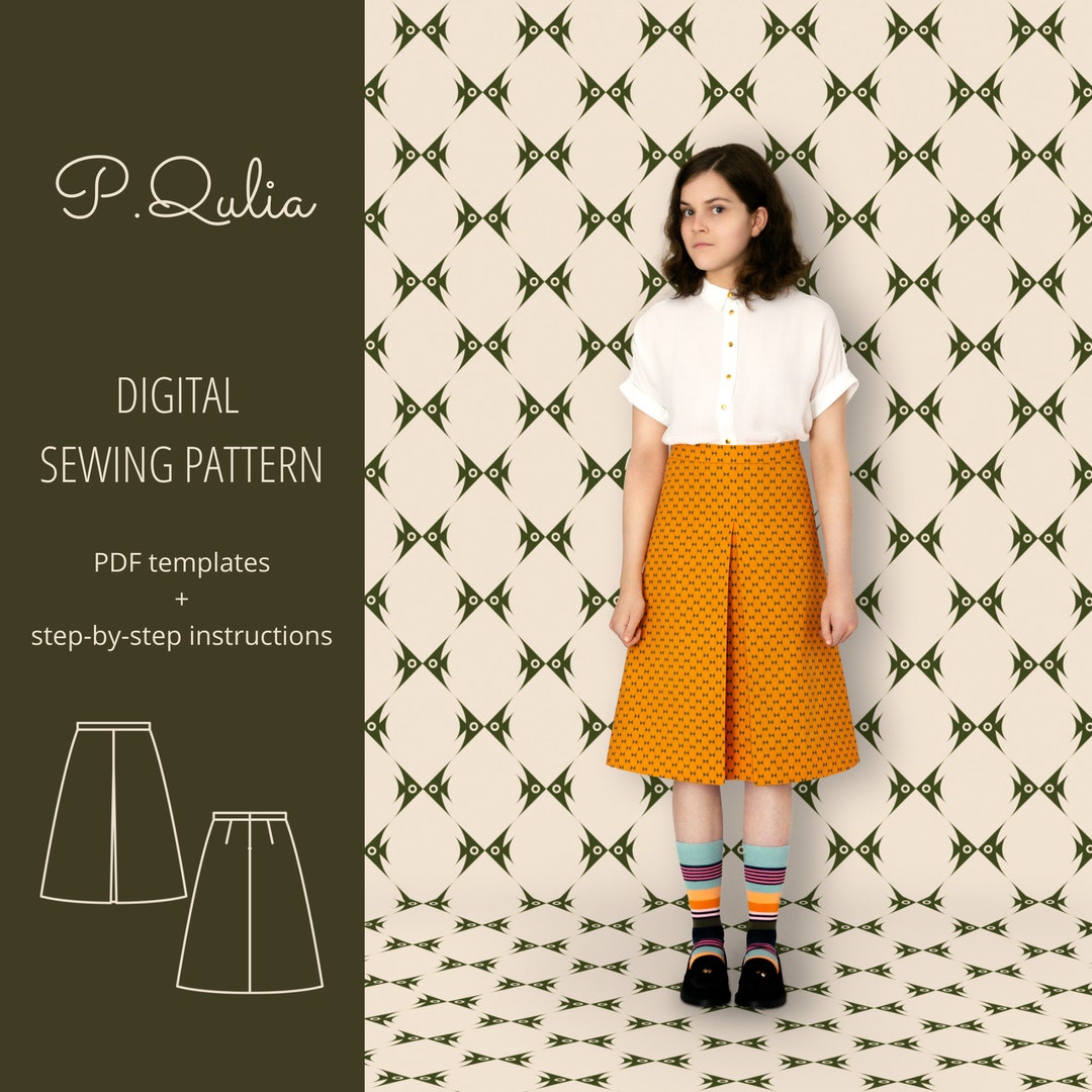 Pleated A-line Skirt Digital Sewing Pattern Pdf Women's Sizes US 2-10 ...