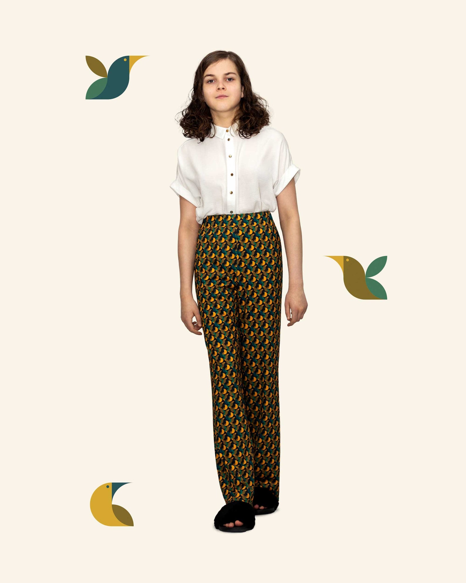 Stretchy High-waisted Straight-leg Pull-on Pants Digital Sewing Pattern ...