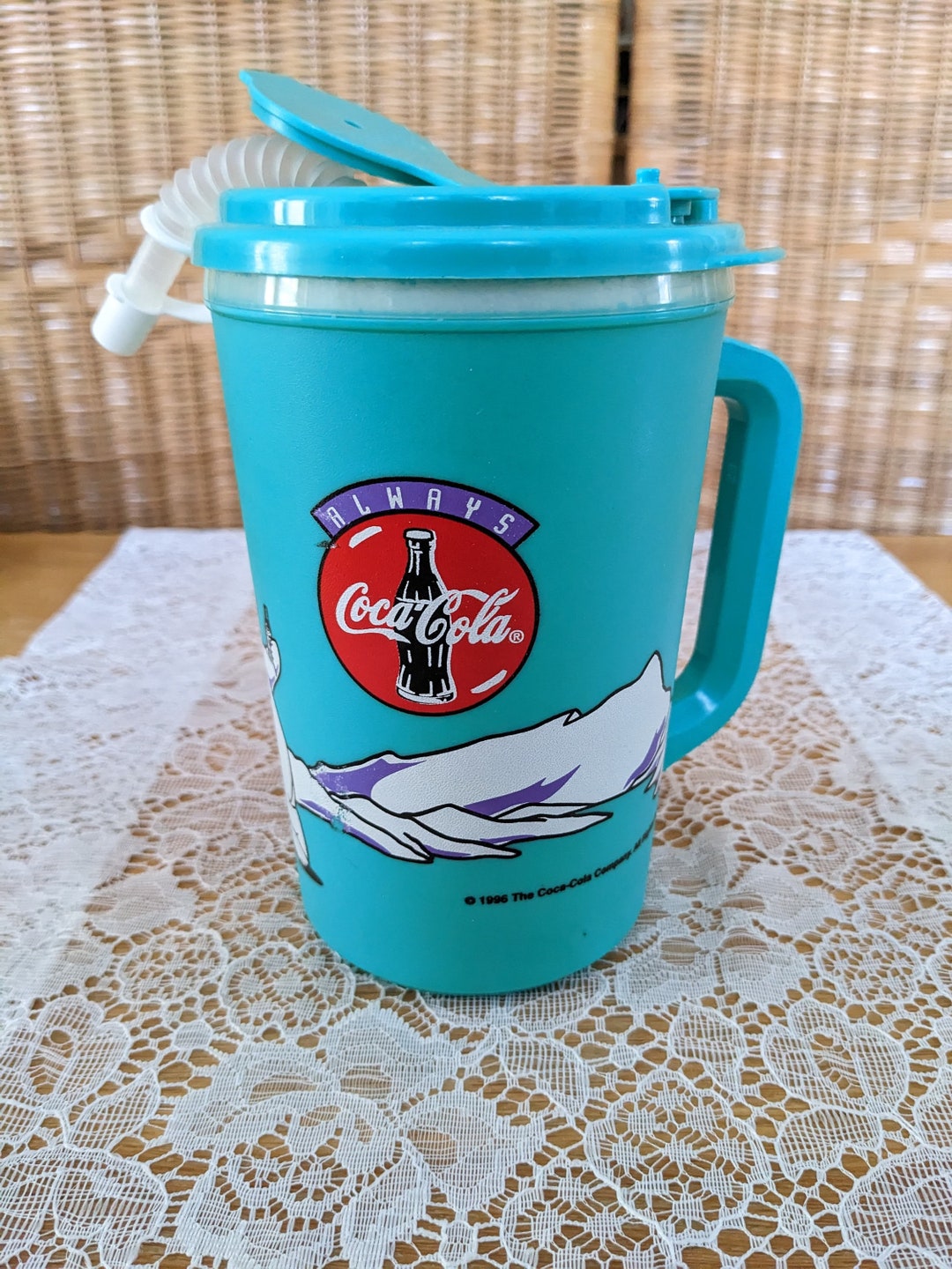 1996 Coca-cola Aladdin Travel Mug With Straw - Etsy