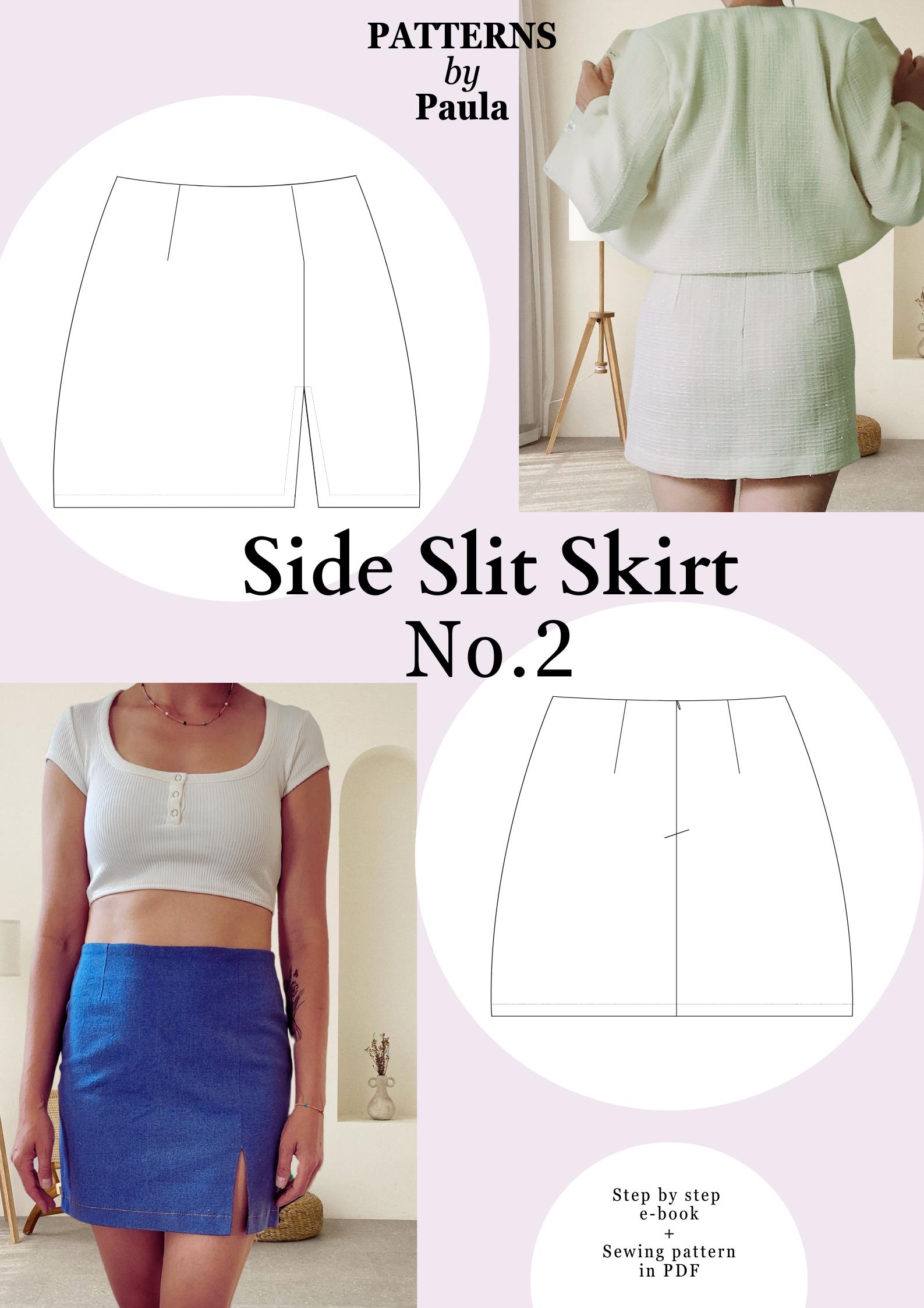 Side Slit Skirt PDF Printable Pattern A4 and A0 With Step-by-step ...