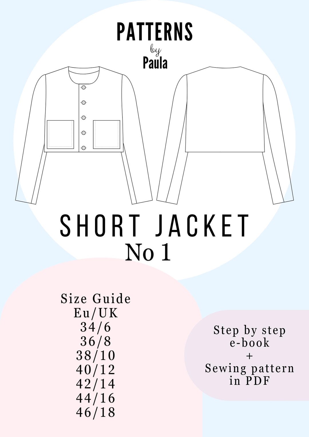 Short Jacket PDF Sewing Pattern | Digital Cropped Jacket Pattern With ...