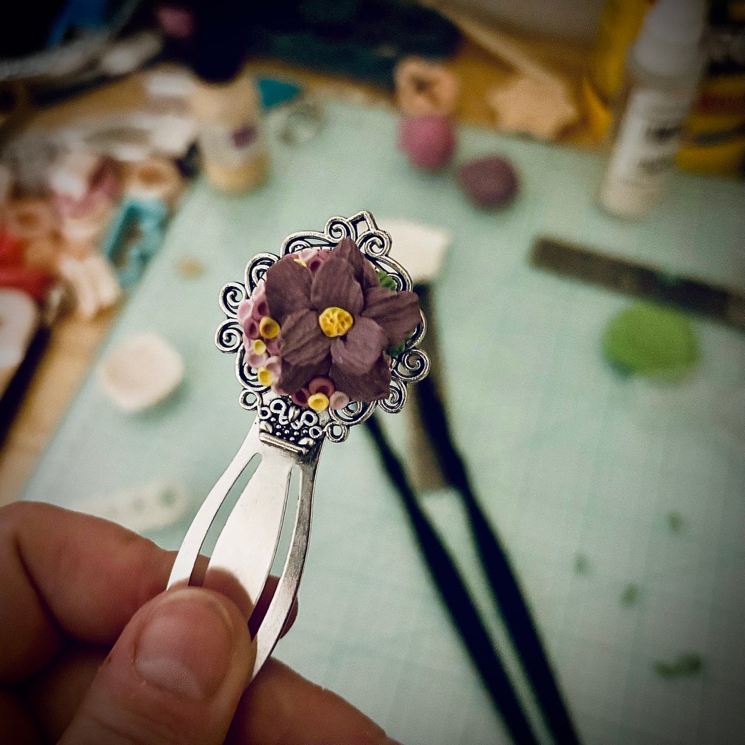 Purple Floral Metal Clip Bookmark Small Bookmark Metal Bookmark Hand ...
