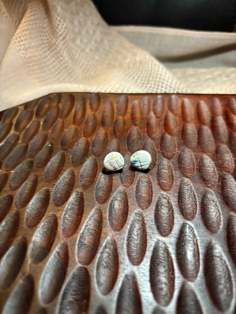 Small Organic Quilt Pebble Studs Handmade Polymer Clay Lightweight White - Etsy