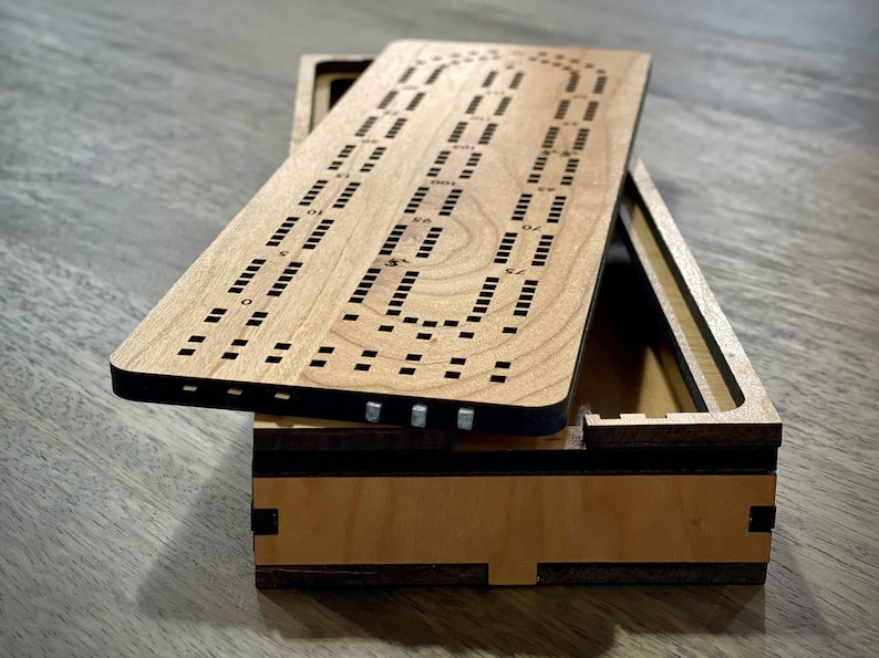 Laser Cut Wooden Cribbage Board W/ Optional Storage Box - Etsy