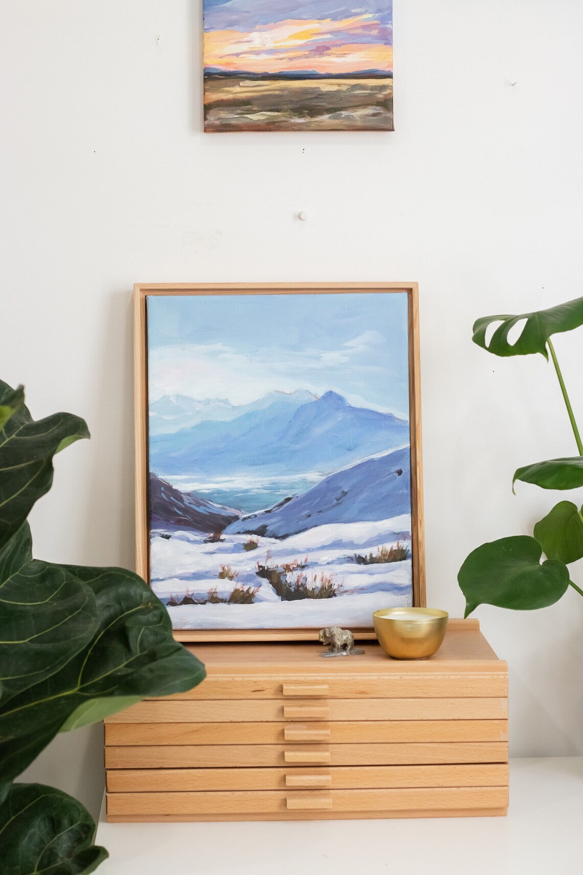 Snow Mountain Original Painting Winter Landscape 11x14 Framed Canvas Snow Winter Art Snow ...