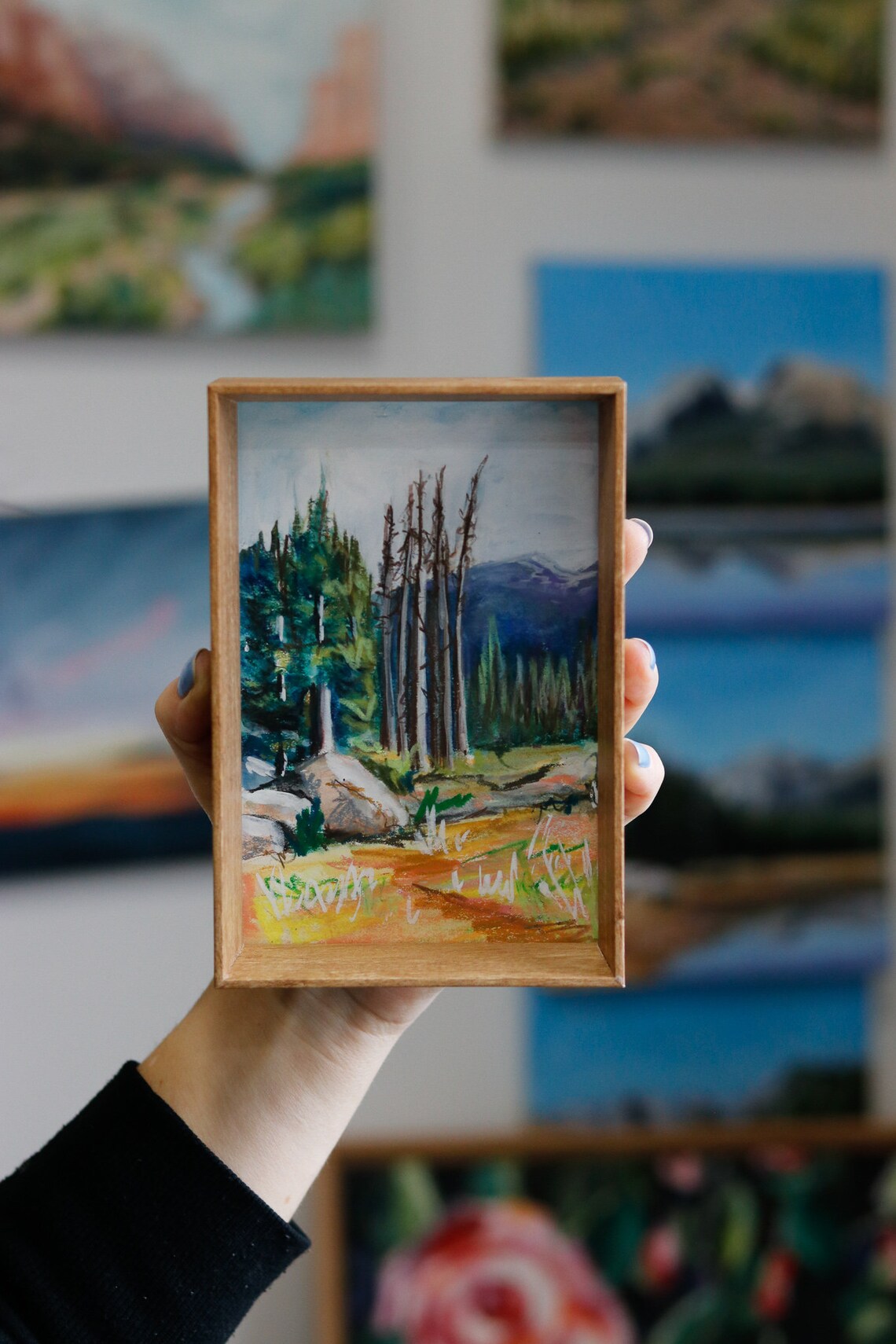 Mountain Art 4x6 Tree Landscape Forest Pine Forest Decor Original Tree ...