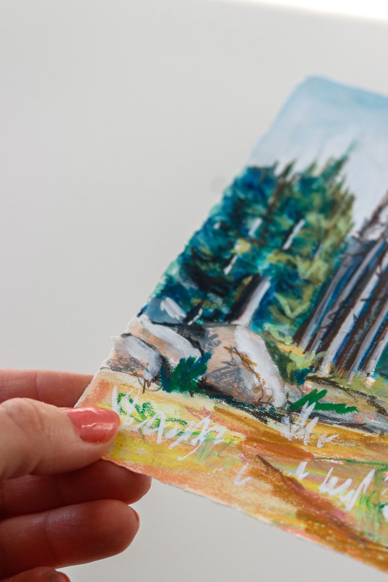 Mountain Art 4x6 Tree Landscape Forest Pine Forest Decor Original Tree ...