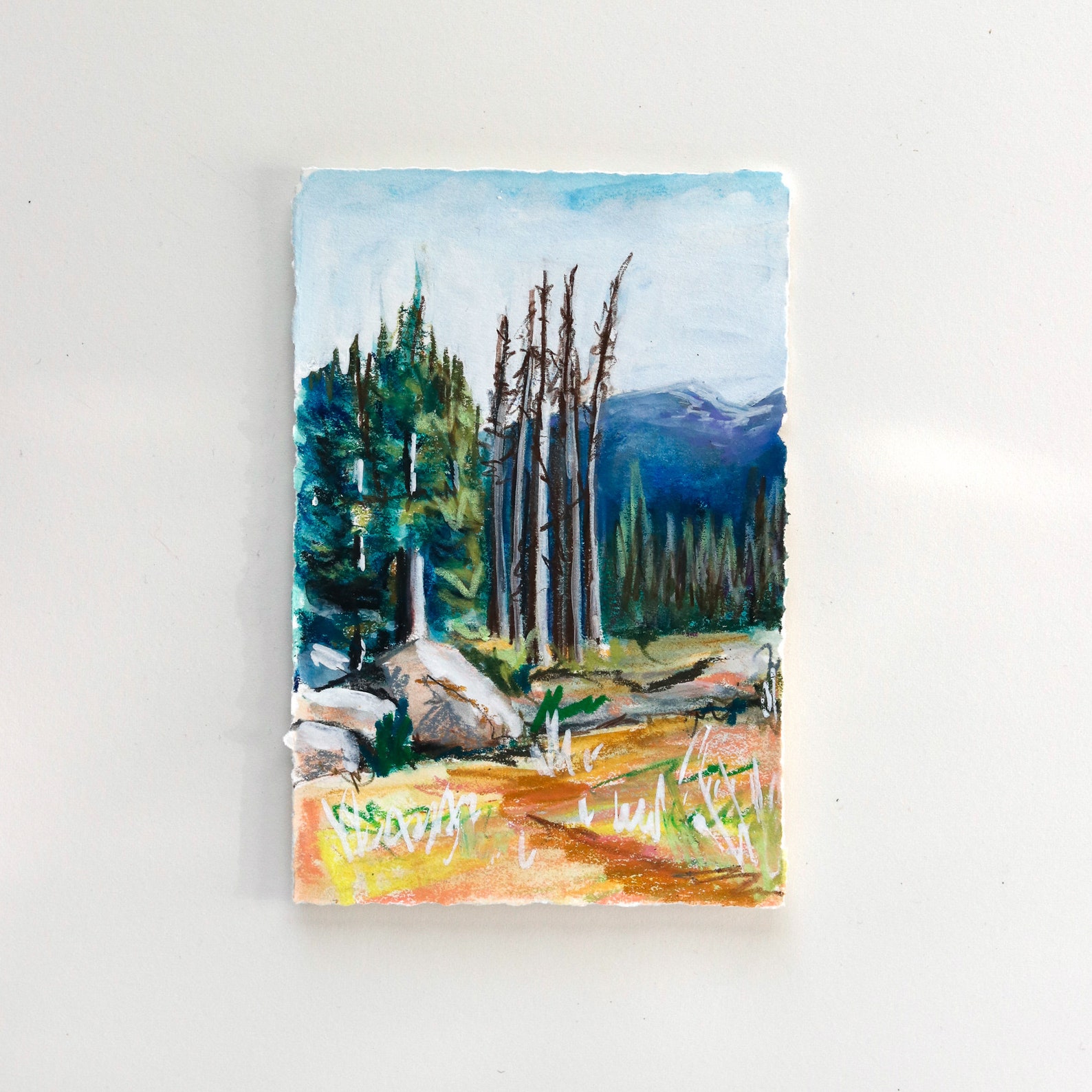 Mountain Art 4x6 Tree Landscape Forest Pine Forest Decor Original Tree ...